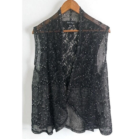 Charlie Paige | Jackets & Coats | Charlie Paige Vest Sm Black Lace Mesh ...